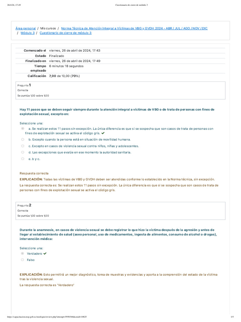 Cuestionario de Cierre de Módulo 3 | Descargar gratis PDF | La violencia contra las mujeres ...