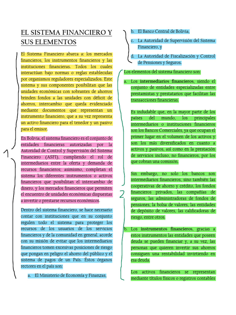El Sistema Financiero y Sus Elementos | PDF | Sistema financiero | Bancos