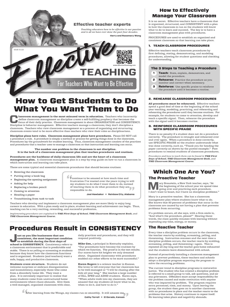 Effective Teaching Newspaper | PDF | Classroom Management | Educational ...