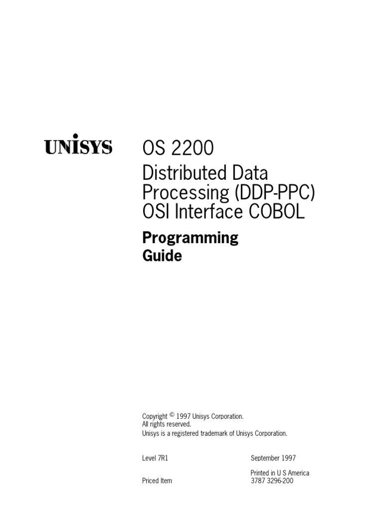OS 2200 Distributed Data Processing (DDP-PPC) OSI Interface COBOL | PDF ...