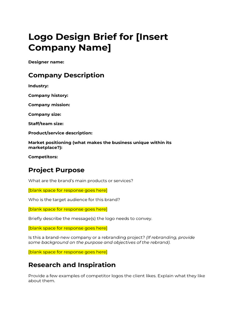 Logo Design Brief Template | PDF | Career & Growth | Art