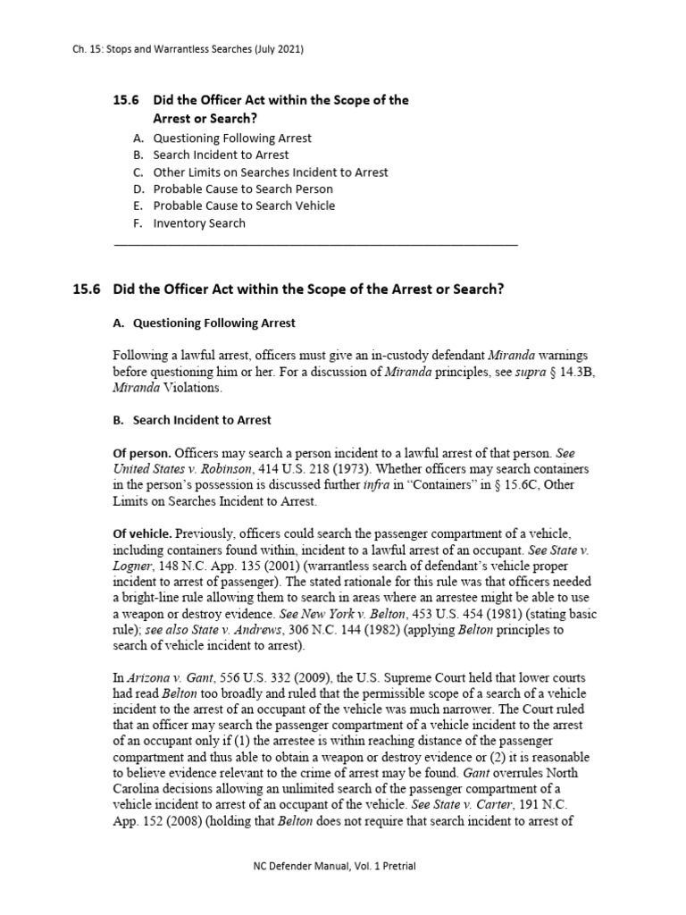 Warrantless Searches & Arrest Limits | PDF | Probable Cause | Search ...