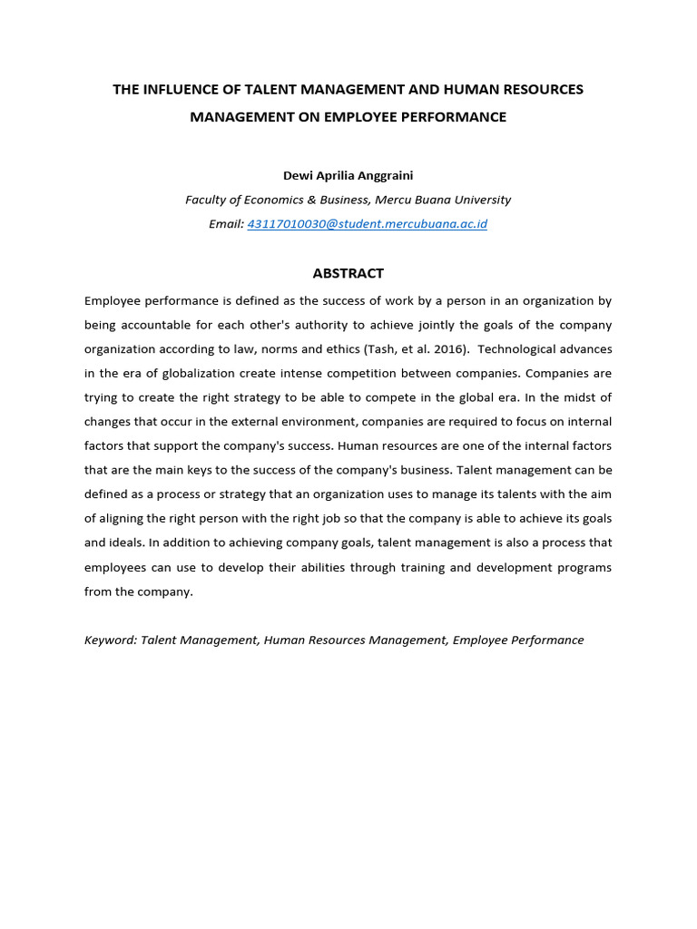 The Influence of Talent Management and H | PDF | Talent Management ...
