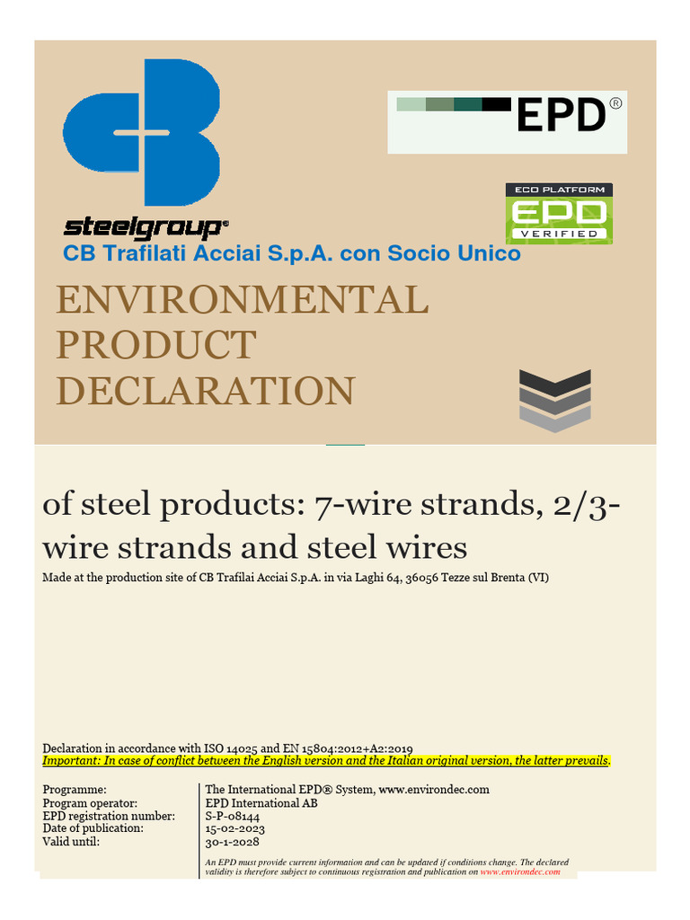 epd_document_cb_trafilati_eng | PDF | Prestressed Concrete | Life Cycle ...