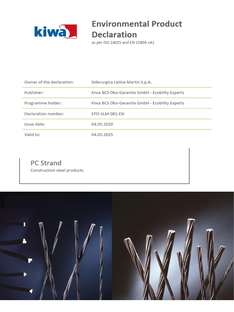 PC Strand Environmental Product Declaration | PDF | Science & Mathematics