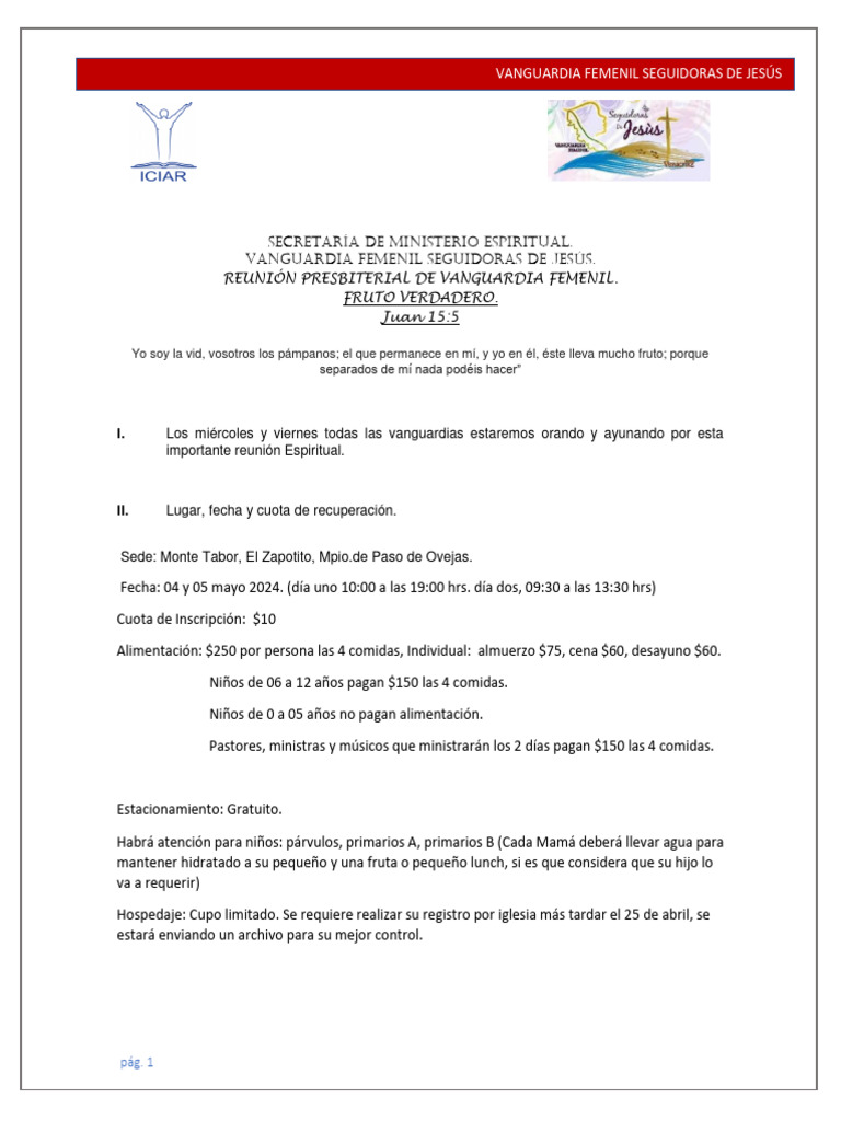 Programa Reunión VFSJ Mayo 4-5 Actual. | PDF