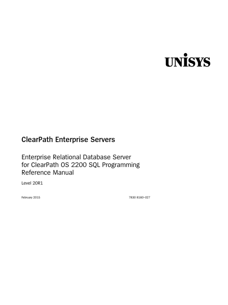 Unisys: Clearpath Enterprise Servers | PDF | Relational Database | Sql