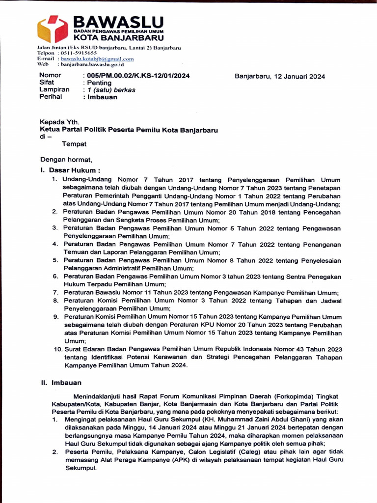 Surat Himbauan - Jelang Pelaksanaan Haul Abah Guru Sekumpul | PDF ... Surat Himbauan - Jelang Pelaksanaan Haul Abah Guru Sekumpul | PDF ...