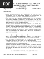 Grade 8 Mathematics Model Exam 2020 | PDF | Area | Circle
