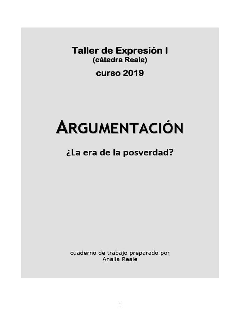 Argumentación en El Taller de Expresión 1 | PDF | Retórica | Verdad