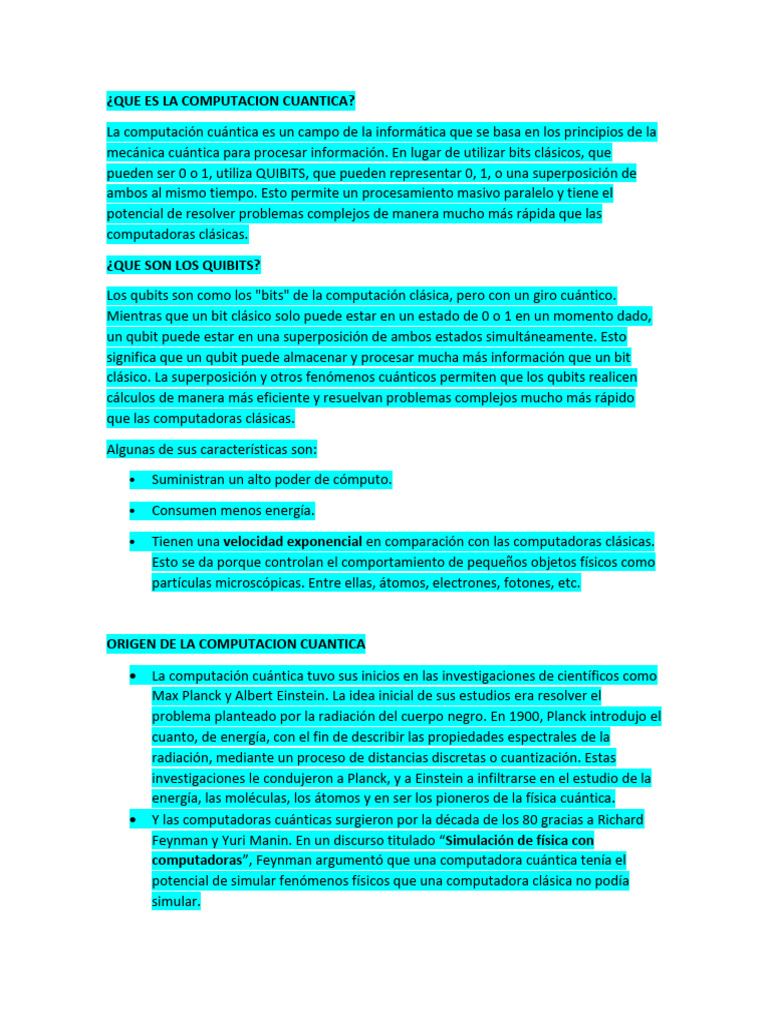 Que Es La Computacion Cuantica | PDF | Computación cuántica | Mecánica cuántica