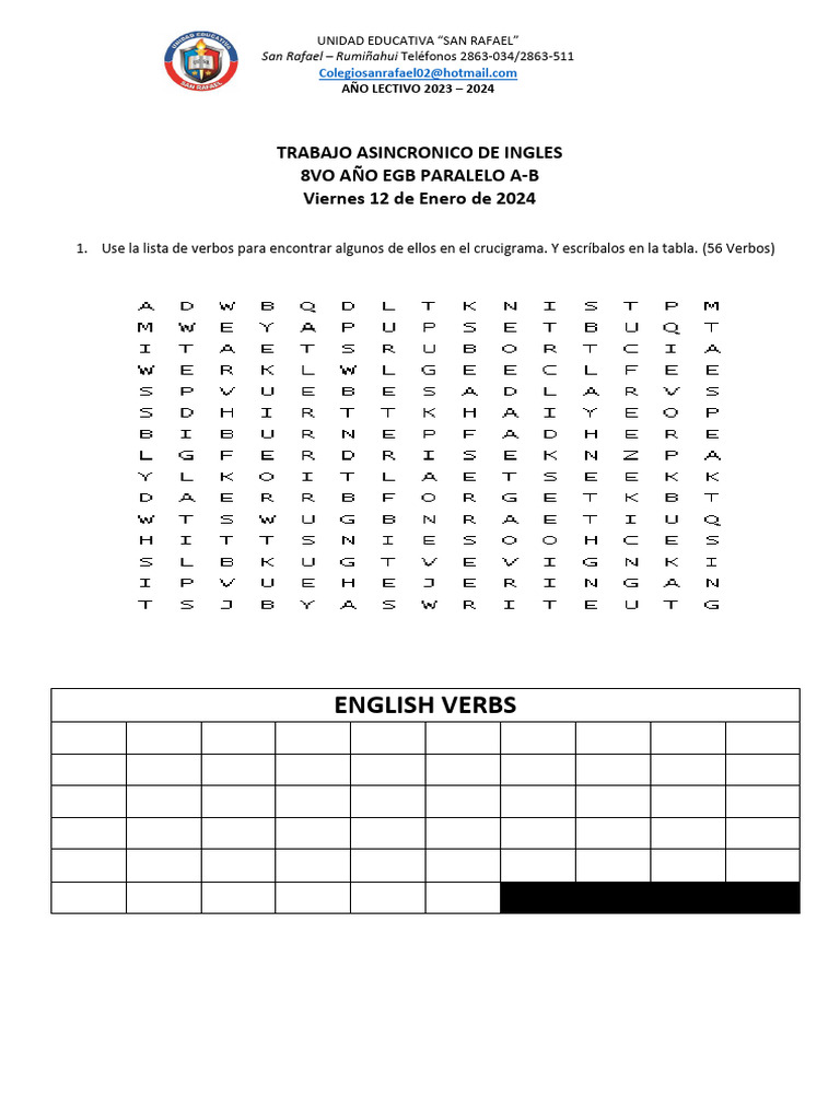 8th A-B English Homework Friday 12, 2024 | PDF