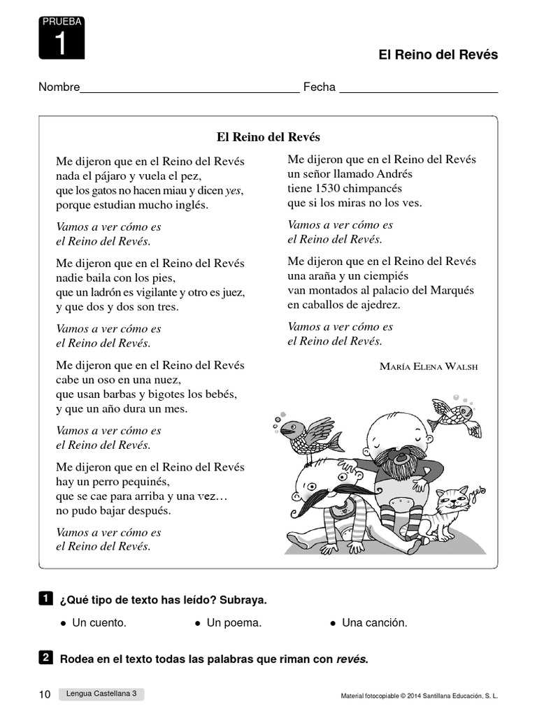 "El Reino del Revés: Poema y Actividades" | PDF