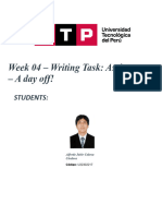 Week 04 - Writing Task Assignment - A Day Off! | PDF