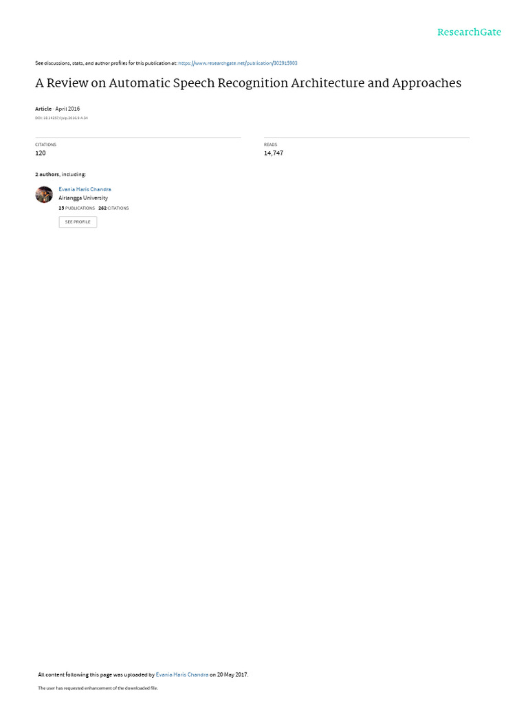 A_Review_on_Automatic_Speech_Recognition_Architect | PDF | Speech Recognition | Artificial ...