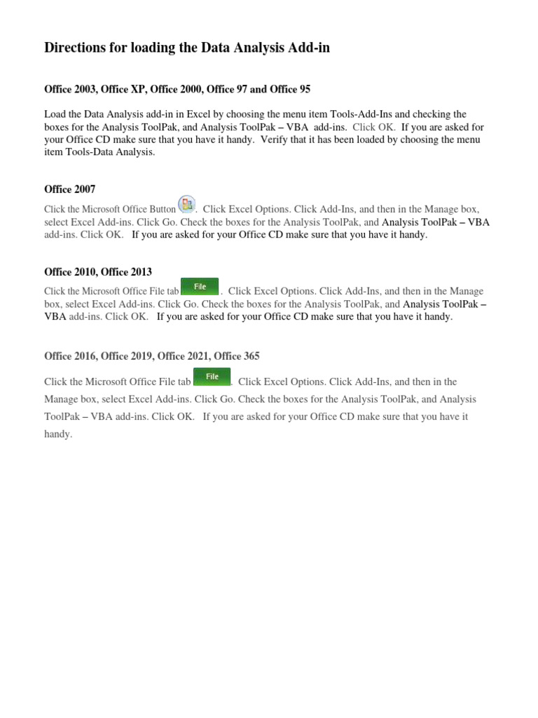 Excel Add-Ins Setup Guide | PDF | Microsoft Excel | Microsoft Office 2010