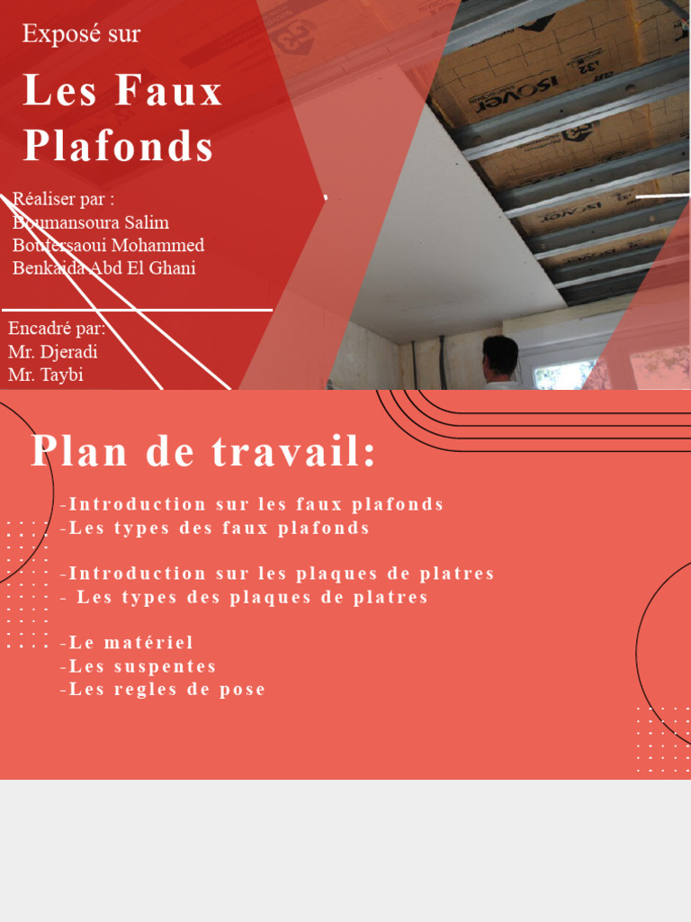 Types et caractéristiques des faux plafonds | PDF | Plâtre | Isolation ...
