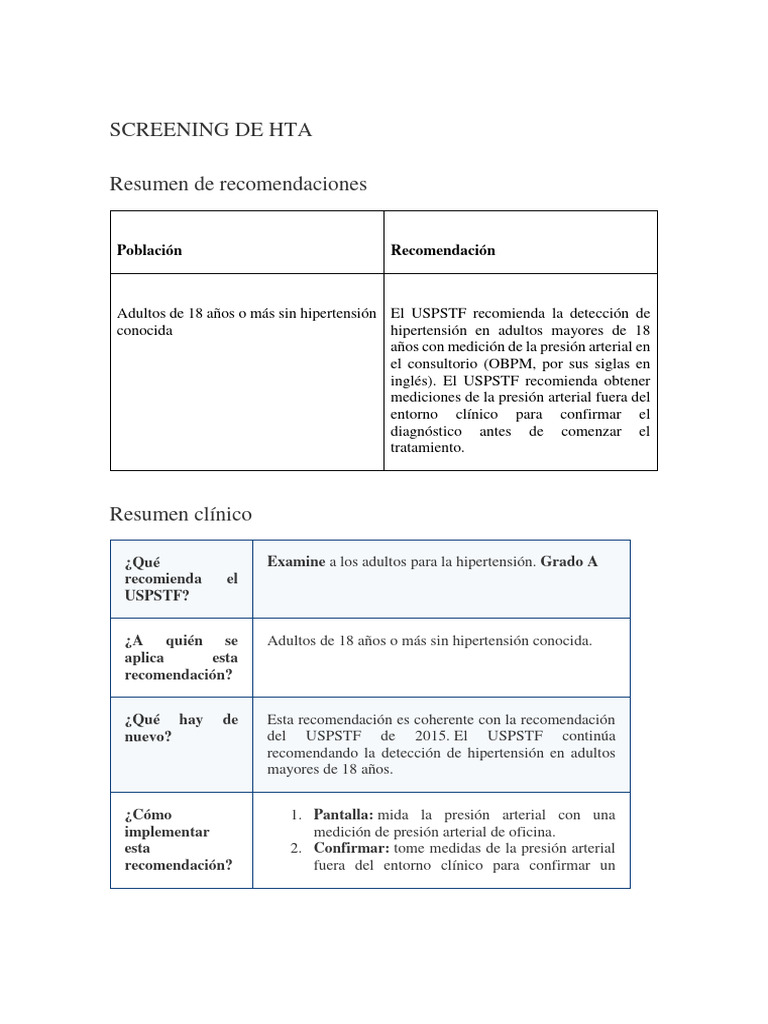Detección de Hipertensión en Adultos | PDF | Hipertensión ...