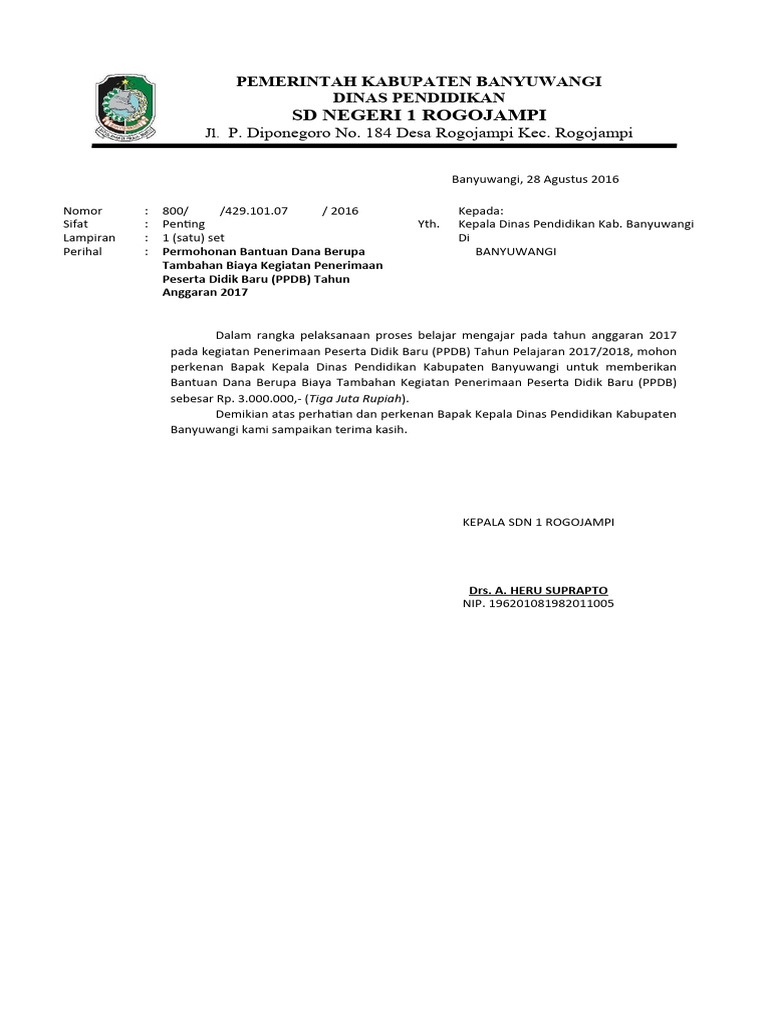 Contoh Surat Permohonan PPDB | PDF