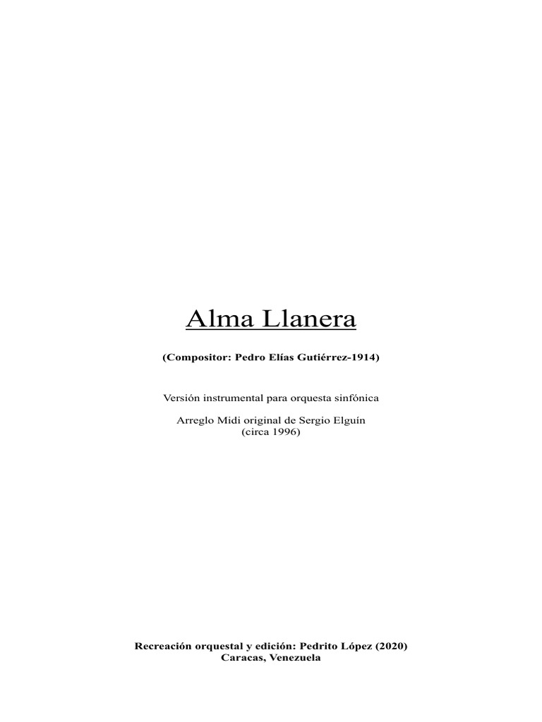 Alma Llanera SE - Full Score | PDF