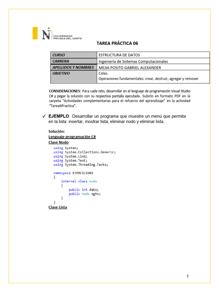Ejercicios de Estructura de Datos Practica 06 | PDF | Lenguaje de ...