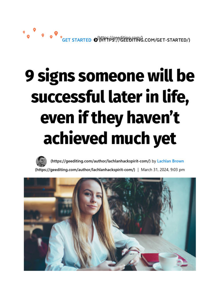 9 Signs Someone Will Be Successful Later in Life, Even If They Haven't Achieved Much Yet | PDF ...