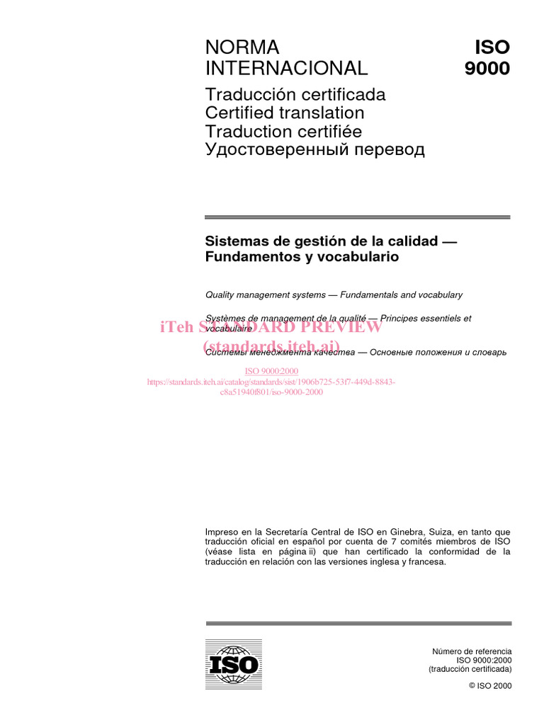 Iso 9000 2000 Pdf Gestión De La Calidad Calidad Comercial