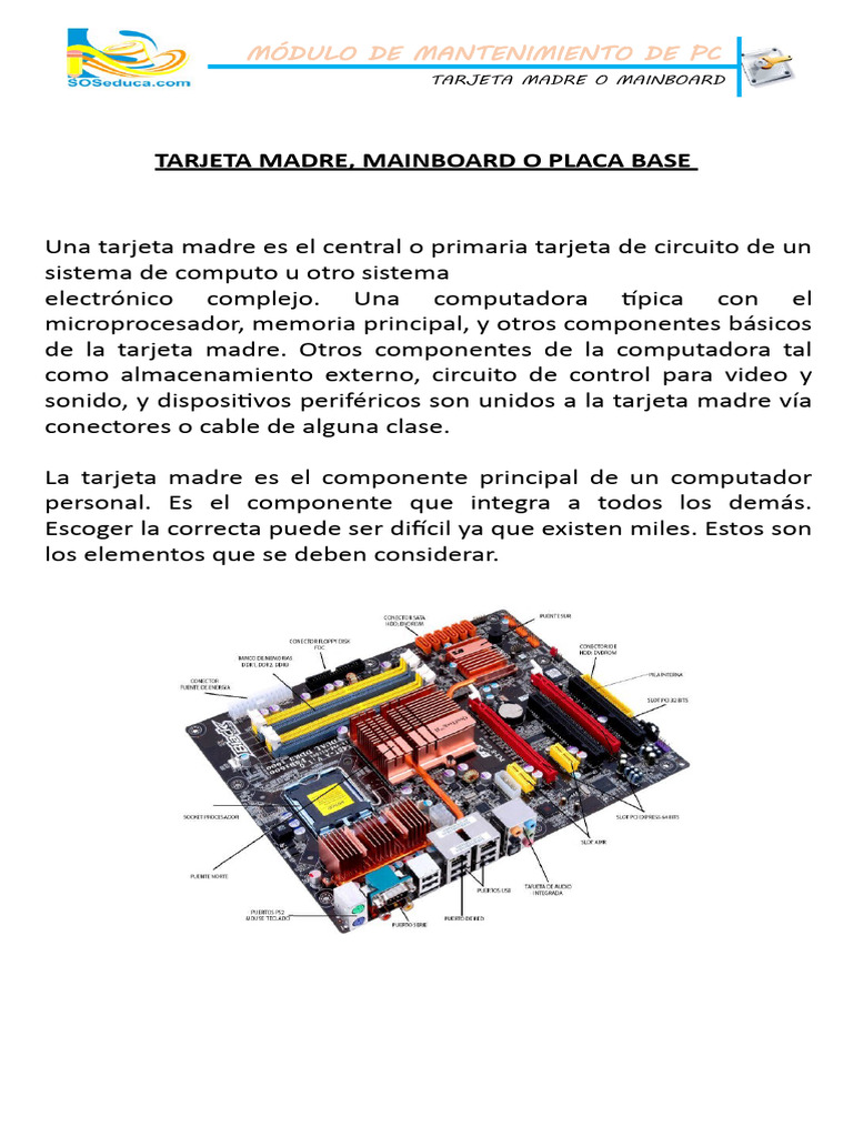 Placa Madre | PDF | Hardware de la computadora | Equipo de oficina