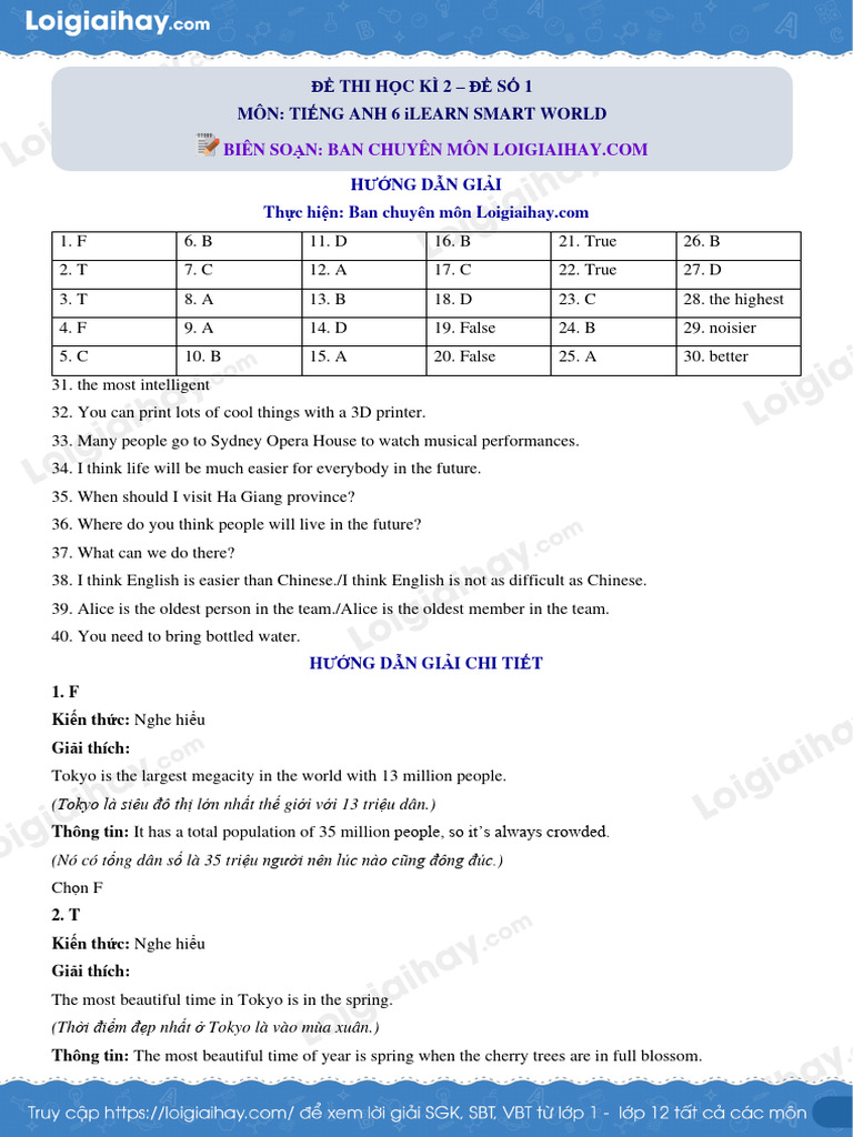 De Thi Hoc Ki 2 Tieng Anh 6 Ilearn Smart World de So 1 1680258109 | PDF