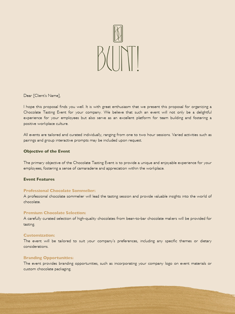 Chocolate Tasting Event Proposal | PDF | Chocolate | Business