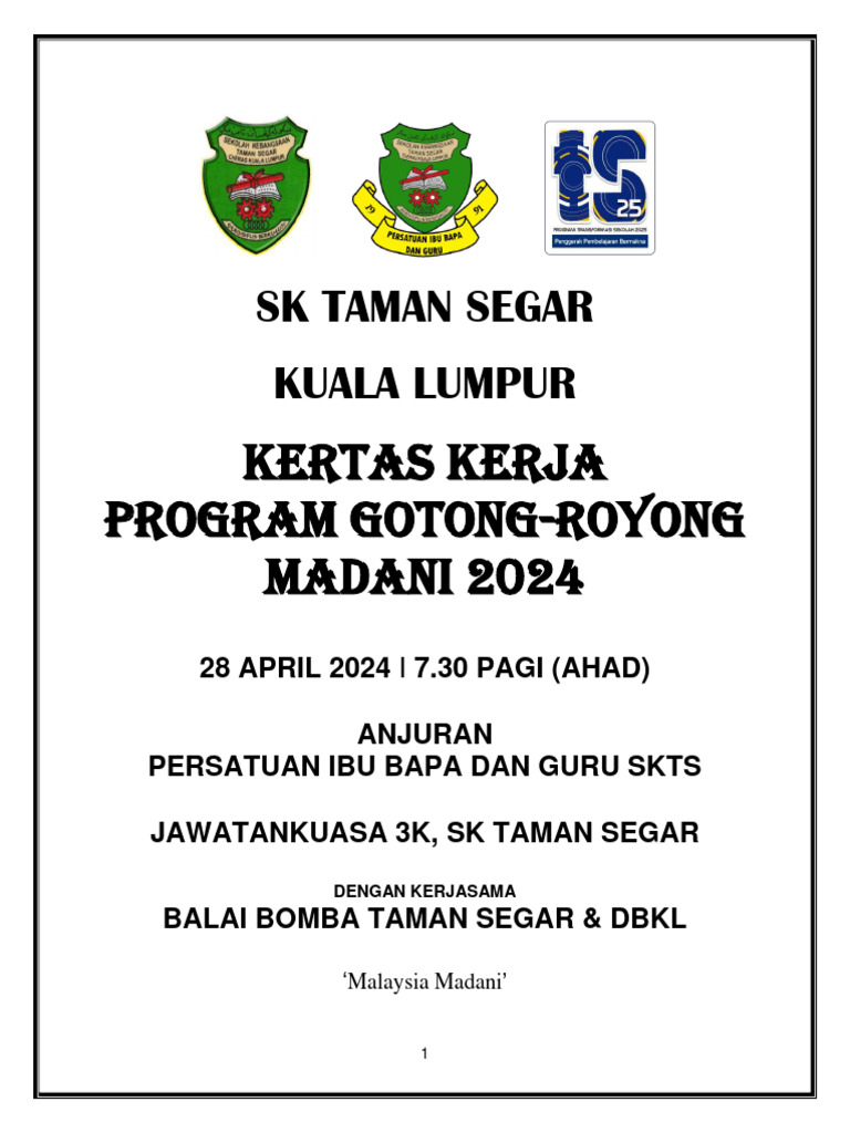 Kertas Kerja Gotong-Royong Madani-2024 | PDF