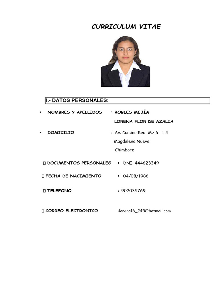 Curriculum Vitae de Lorena Robles | PDF