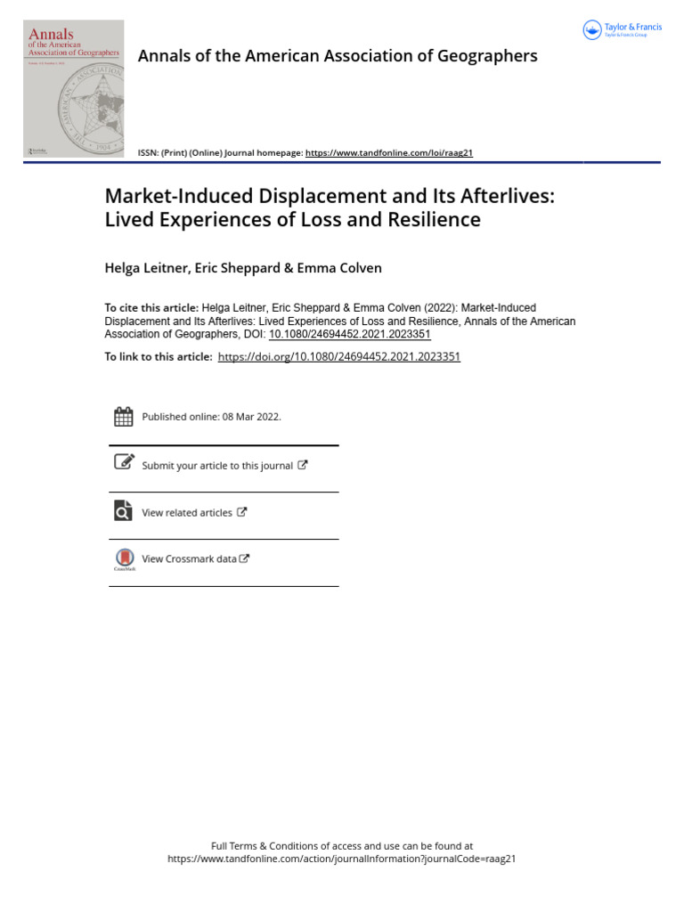 Market-Induced Displacement and Its Afterlives - Lived Experiences of ...
