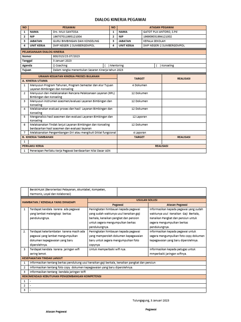 Dialog Kinerja Ke 1 2023 | PDF