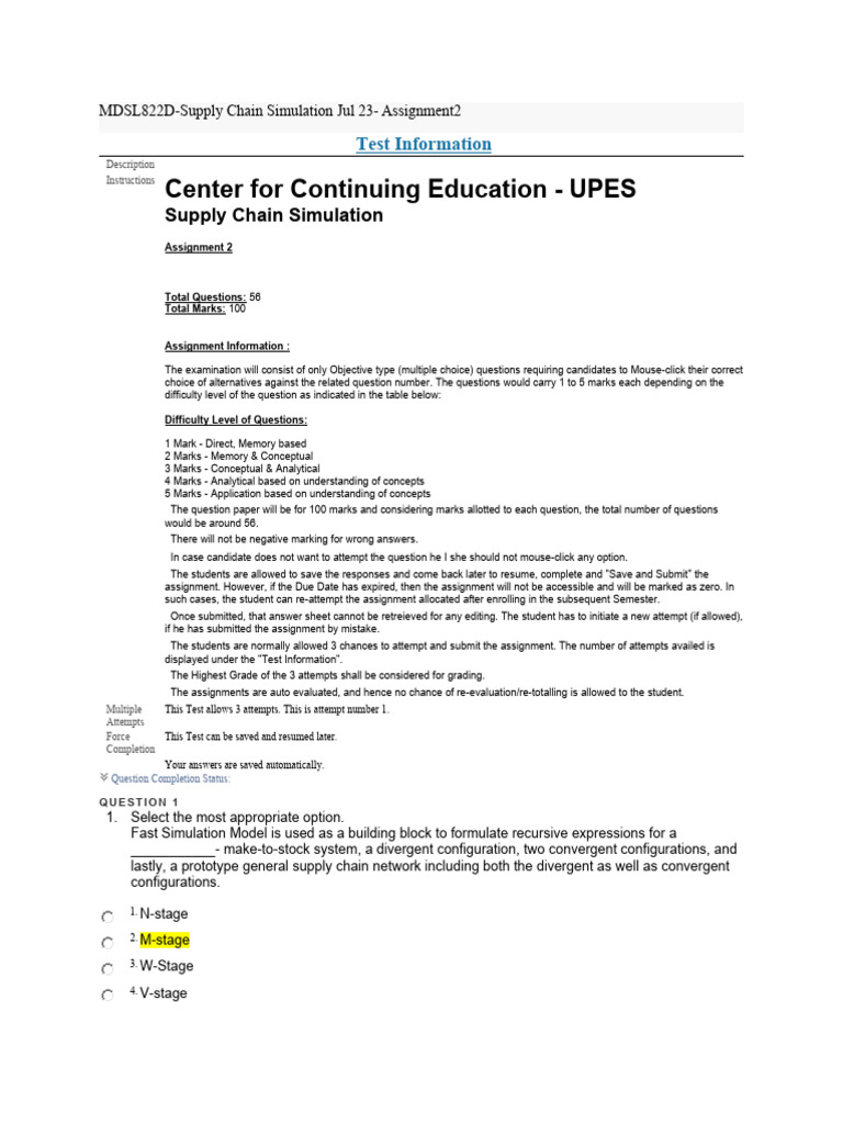 Supply Chain Simulation Assignment 2 | PDF | Supply Chain | Inventory