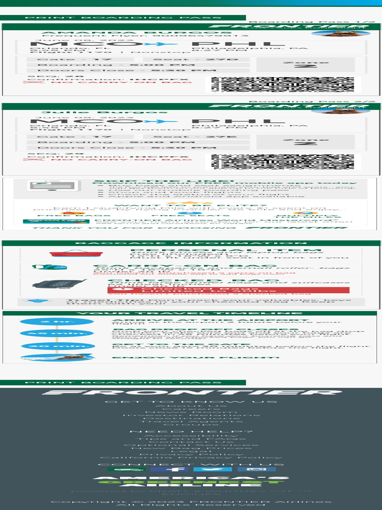 Boarding Pass Frontier Airlines 2 | PDF | Baggage | Aviation