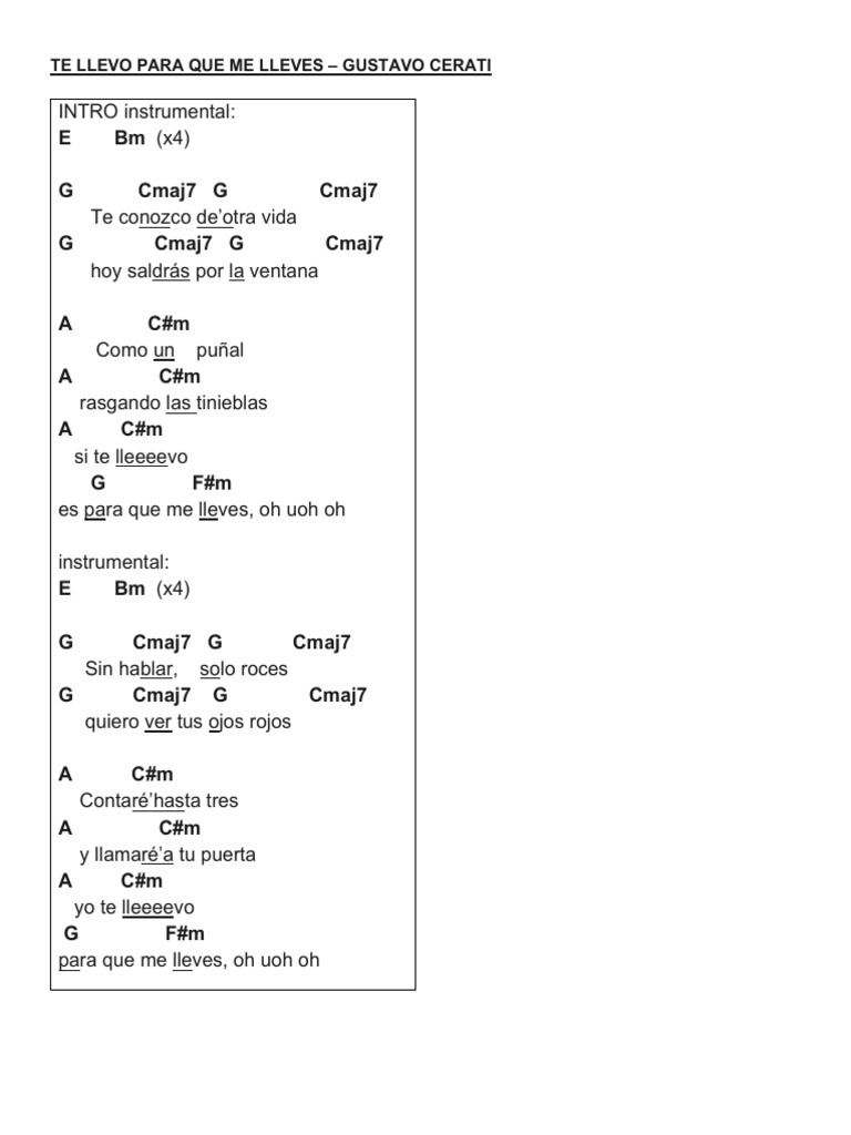 Te Llevo para Que Me Lleves | PDF