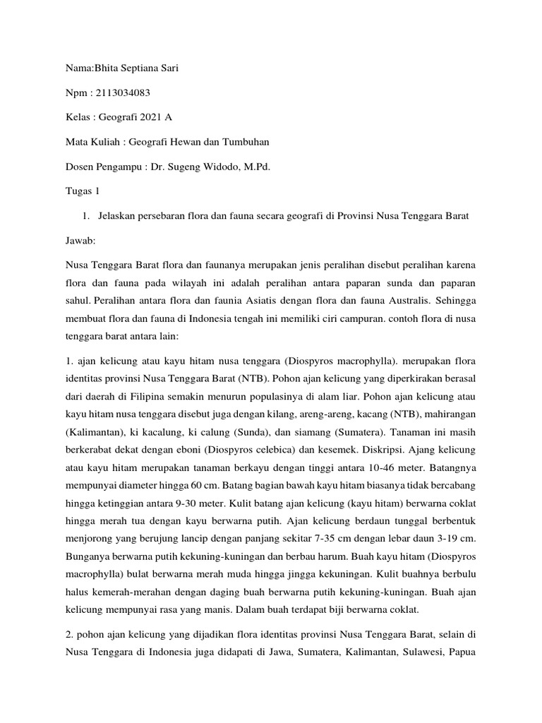 Flora dan Fauna Khas NTB | PDF | Griya & Taman | Sains & Matematika