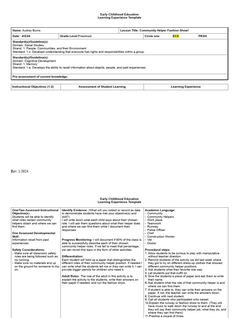 2 313 Lesson Plan | Download Free PDF | Early Childhood Education | Learning