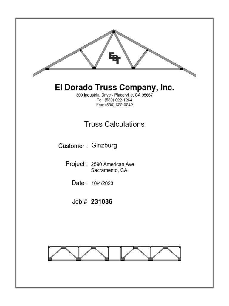 Truss Calculations Stamped #231036 | PDF | Truss | Structural Engineering