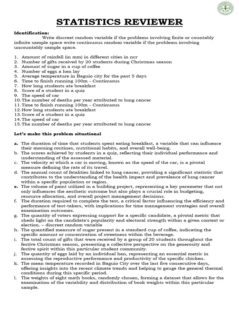 Statistics Prelim Reviewer Godbless | Download Free PDF | Probability ...