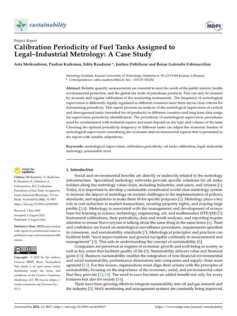 Calibration Periodicity of Fuel Tanks As | PDF | Calibration | Metrology