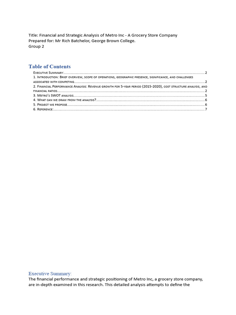 Metro Final Draft | Download Free PDF | Retail | Gross Margin