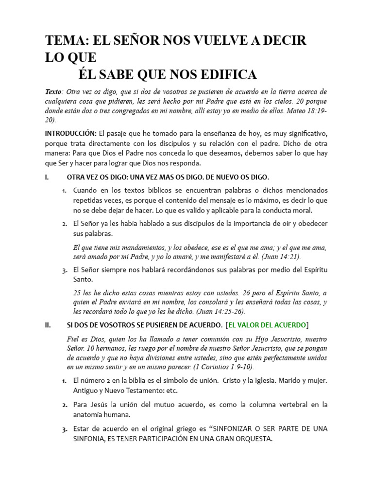El Señor Nos Vuelve A Decir Lo Que Él Sabe Que Nos Edifica | PDF | Jesús | Dios