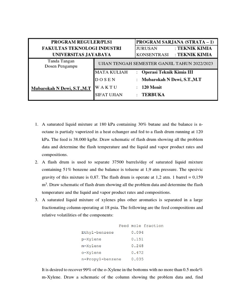 13277S1TKCE60132018 - Operasi Teknik Kimia III - Pertemuan 8 - Tugas ...