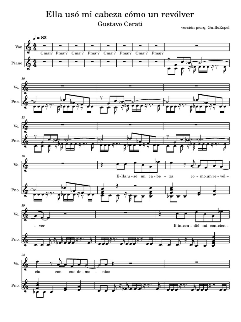 Ella Uso Mi Cabeza Como Un Revolver - Con Letra | PDF | Canciones escritas