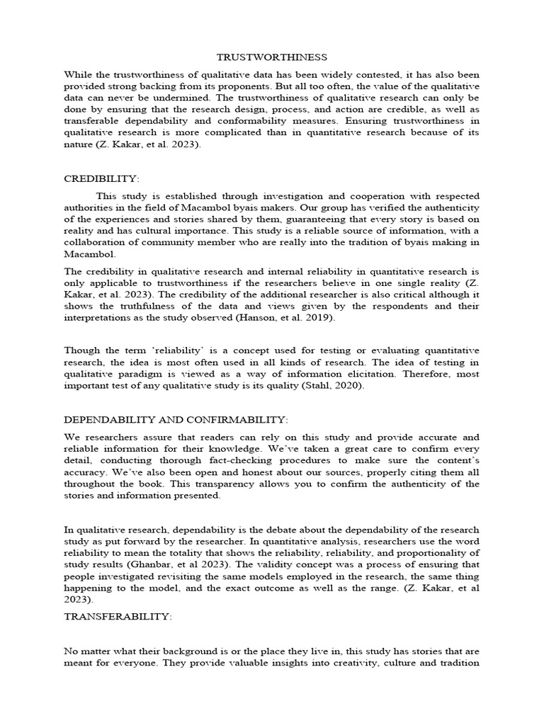 TRUSTWORTHINESS | Download Free PDF | Qualitative Research | Credibility