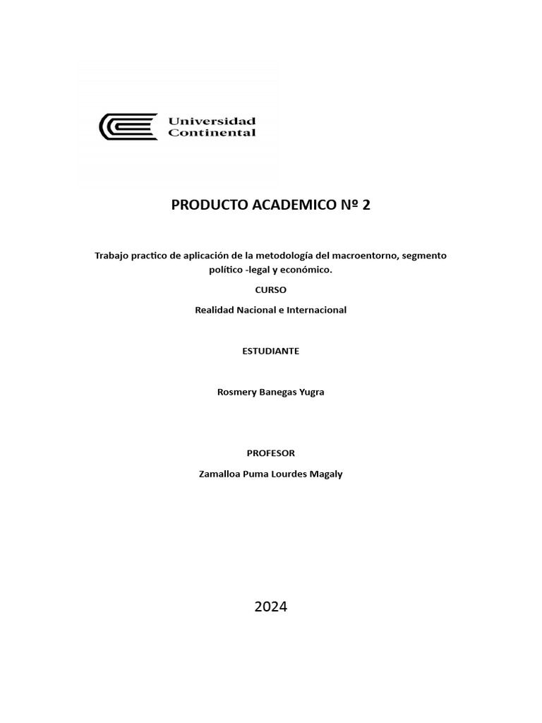 Producto Academico #2 Realidad Nacional 13-04-24 | PDF | Inflación | Producto Interno Bruto
