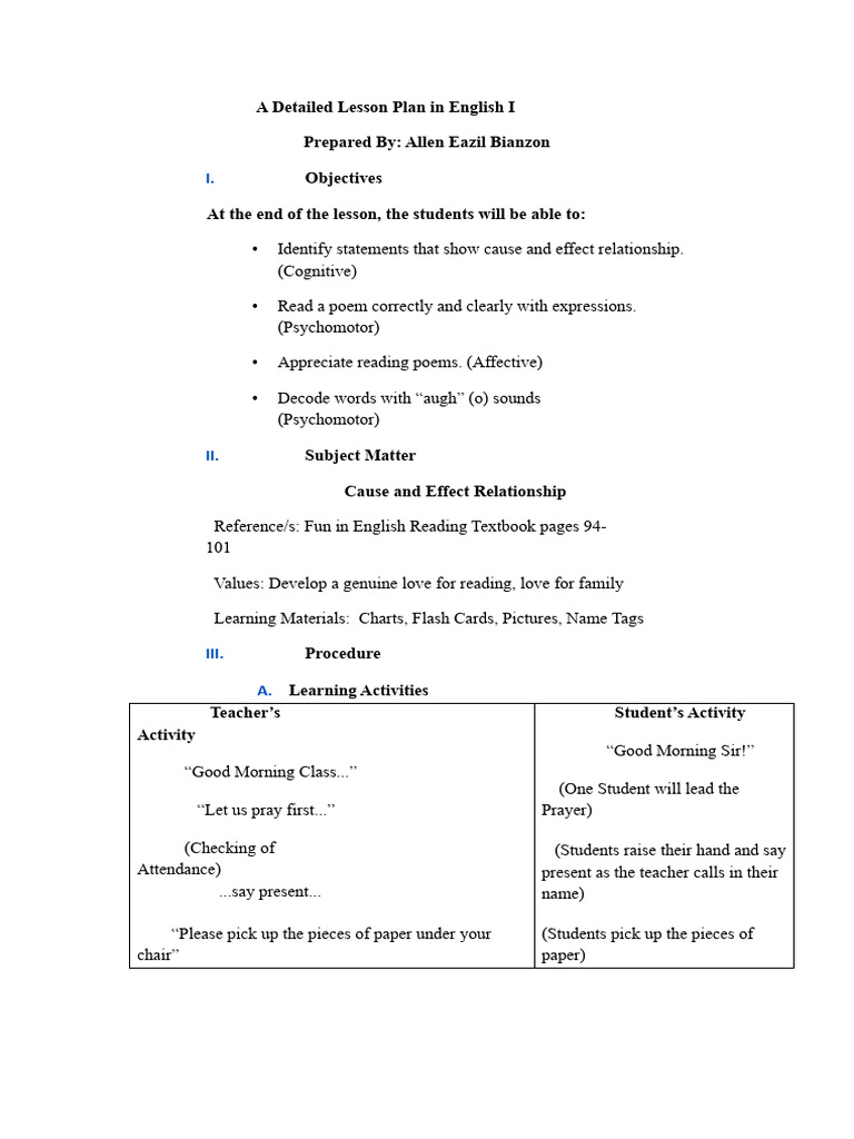 Another Lesson Plan | PDF | Love | Lesson Plan