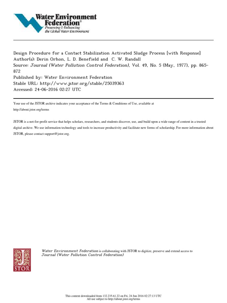 Discussion Design Procedure For A Contact Stabilization Activated ...